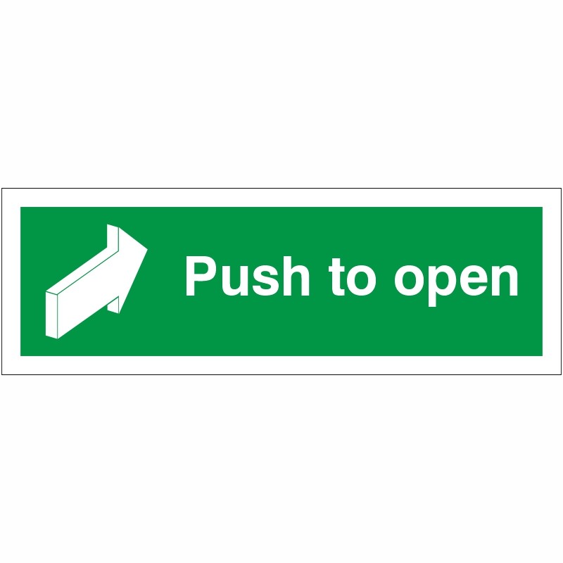 Push To Open Instruction Sign - 300mm x 100mm | Rainbow Safety