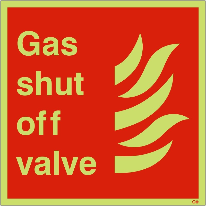 Gas Shut Off Valve Sign