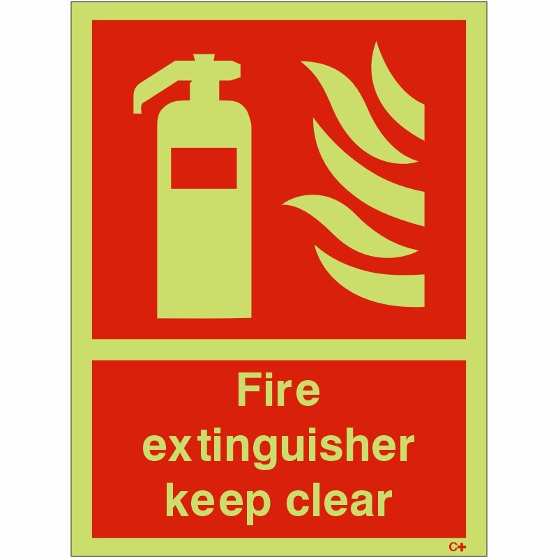 Glow in the Dark Fire Extinguisher Keep Clear Sign