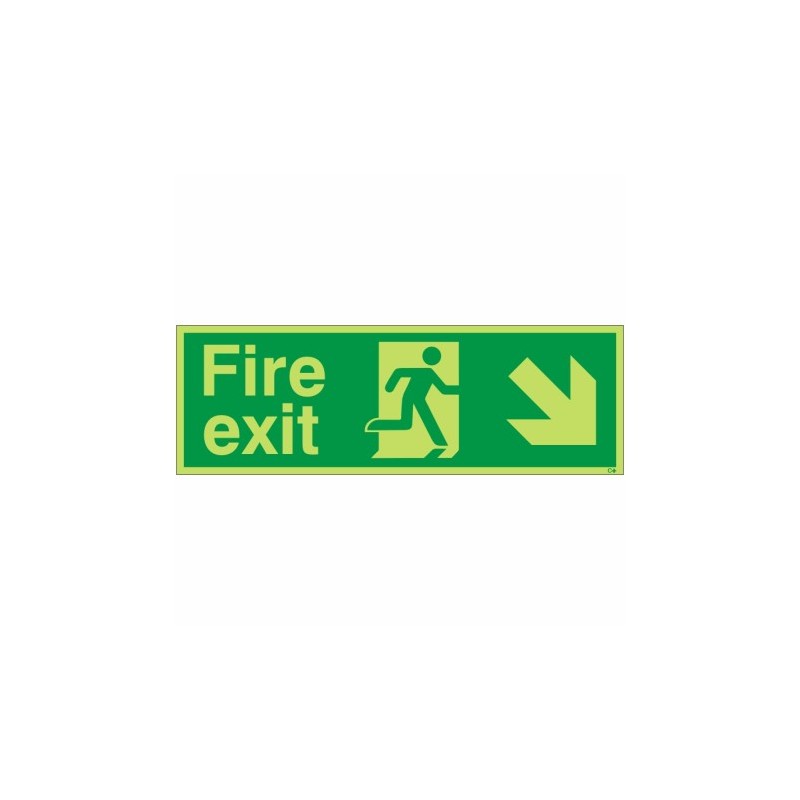 Fire Exit Down Right Sign | Rainbow Safety