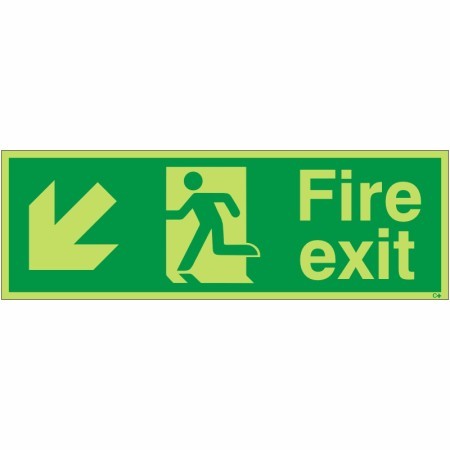 Fire Exit Arrow Down Left Sign | Rainbow Safety