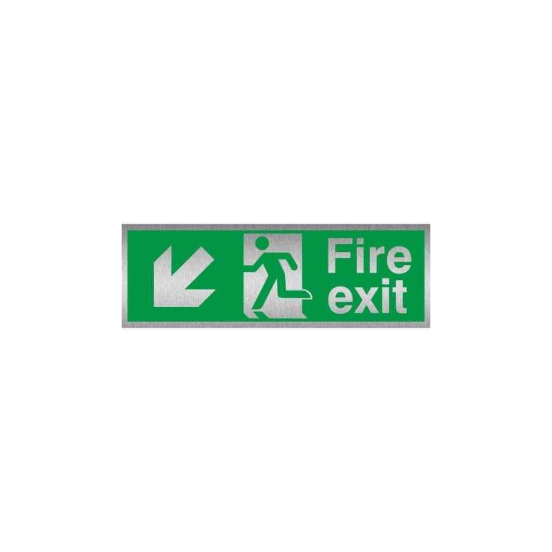 Fire Exit Arrow Down Left Sign | Rainbow Safety