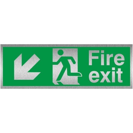 Fire Exit Arrow Down Left Sign | Rainbow Safety