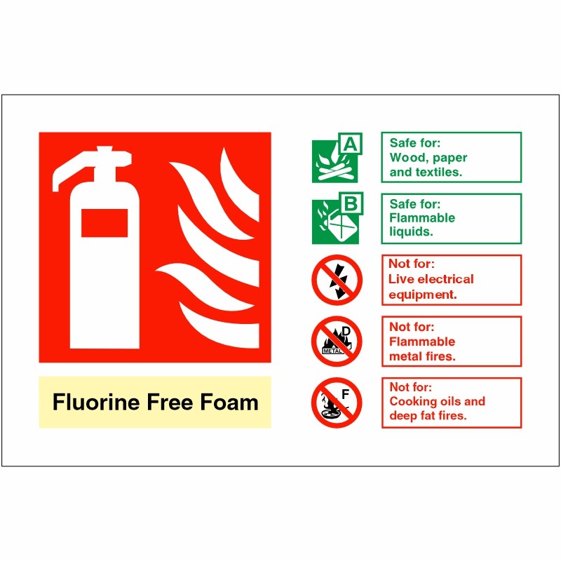 Fluorine Free Foam Fire Extinguisher ID Sign