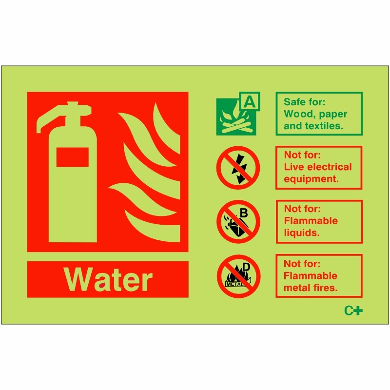 Glow In the Dark Water Fire Extinguisher Sign