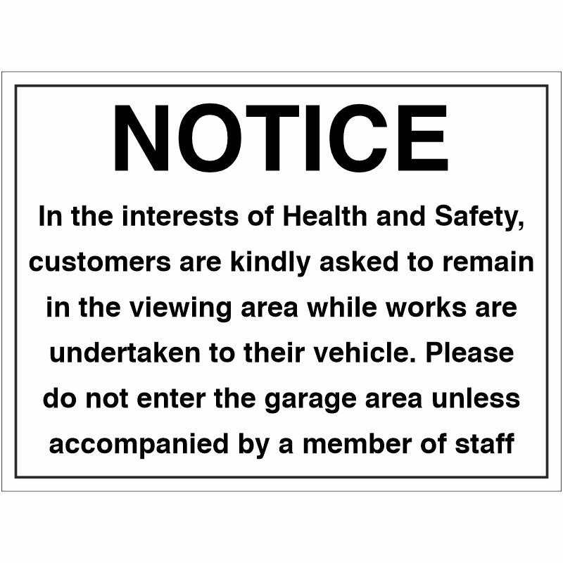 Health and Safety Notice Sign