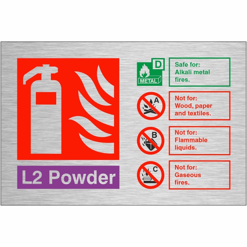 L2 Powder Fire Extinguisher ID Sign 150mm x 100mm Landscape