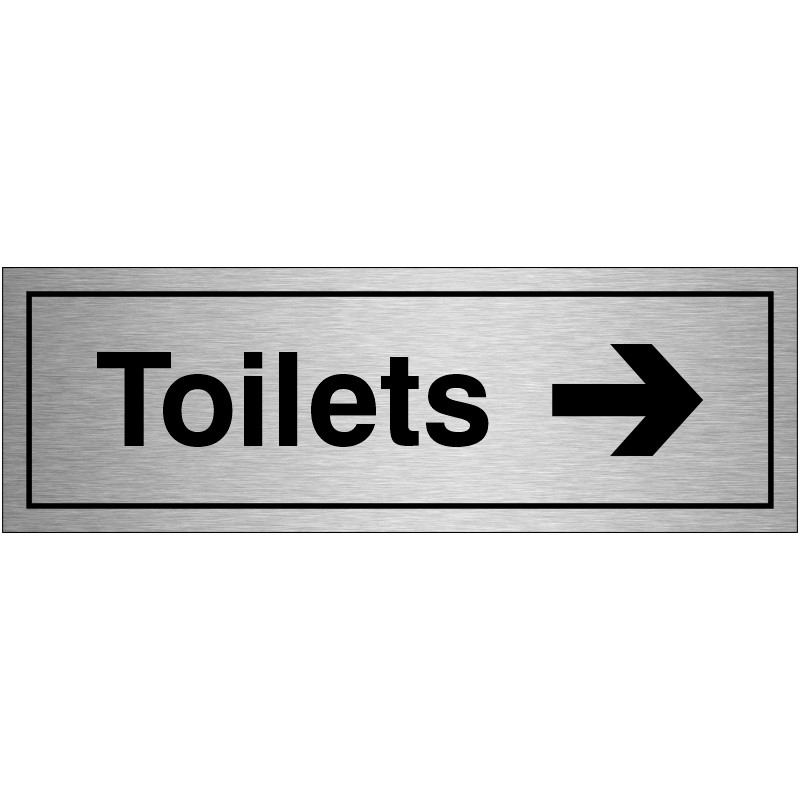 Toilets Arrow Right Brushed Alumnium Door Sign