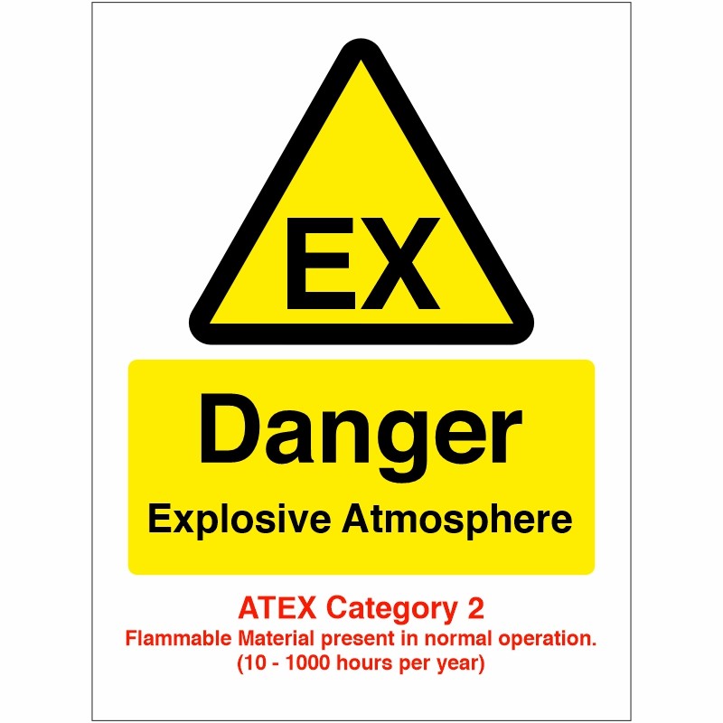 Danger Explosive Atmosphere Sign - EX Atex Category 2