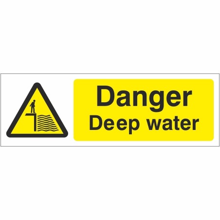 Danger Deep Water Sign 600mm x 200mm - 1mm Rigid Plastic