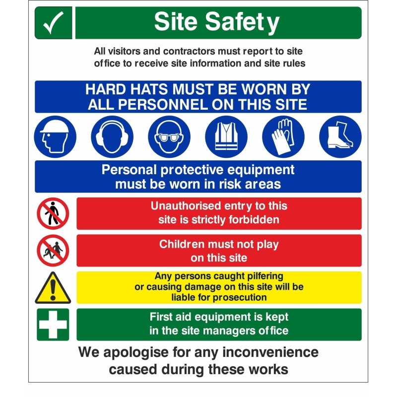 Site Safety Hard Hats Must Be Worn Sign