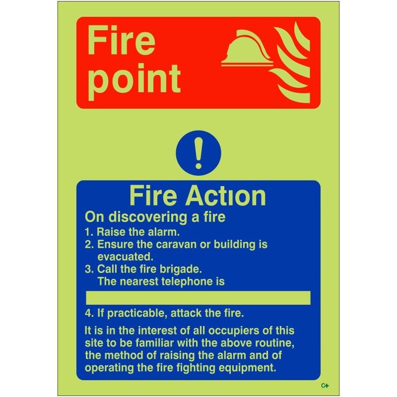 Photoluminescent Fire Action Sign
