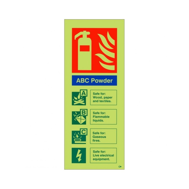 Glow in the Dark ABC Powder Fire Extinguisher Sign - BS 5499 Compliant