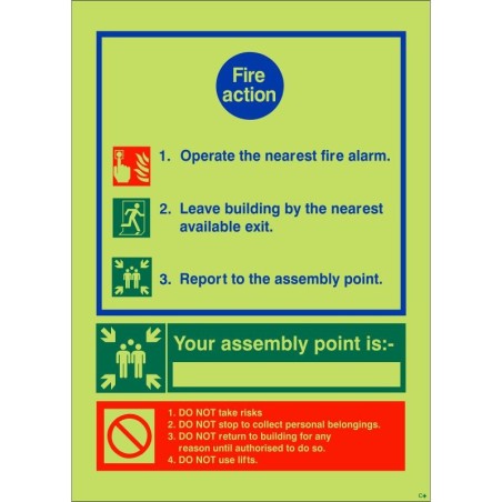 Fire Action Sign 150 x 200mm