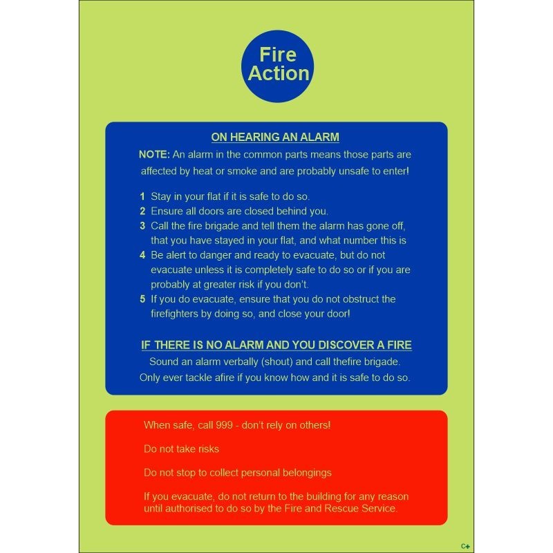 Stay Indoors (Stay Put) - Fire Action Notice Sign (for flats and ...