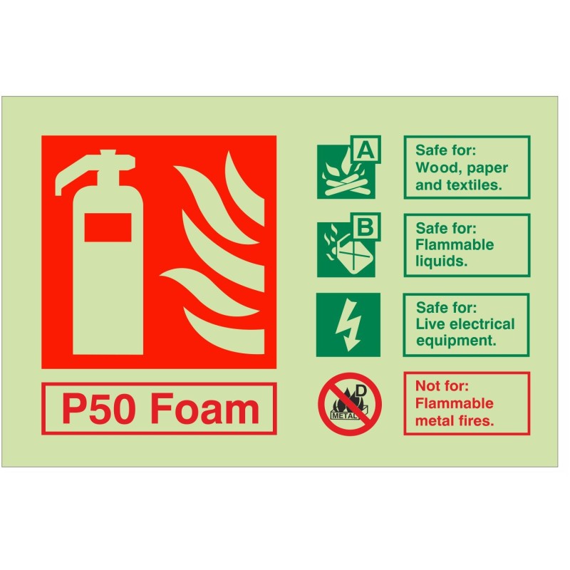 P50 Foam Fire Extinguisher ID Sign 150mm x 100mm Landscape