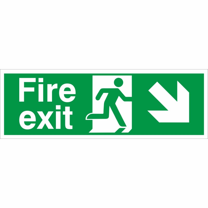 Fire Exit Down Right Sign | Rainbow Safety