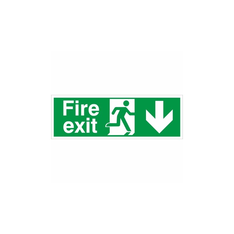 Extra Large Fire Exit Arrow Down Sign