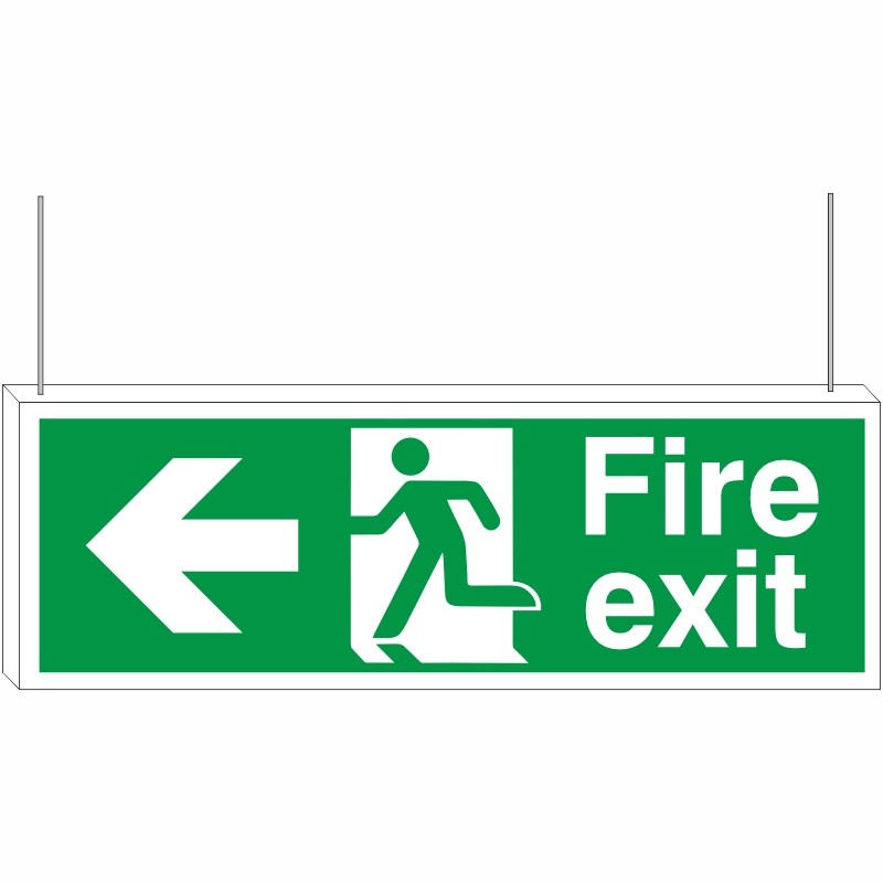 Fire Exit Left/Right Arrows Double Sided Hanging Sign