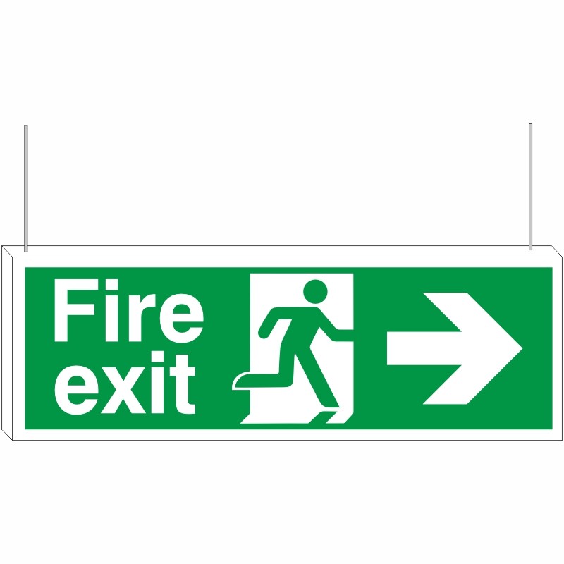 Fire Exit Left/Right Arrows Double Sided Hanging Sign